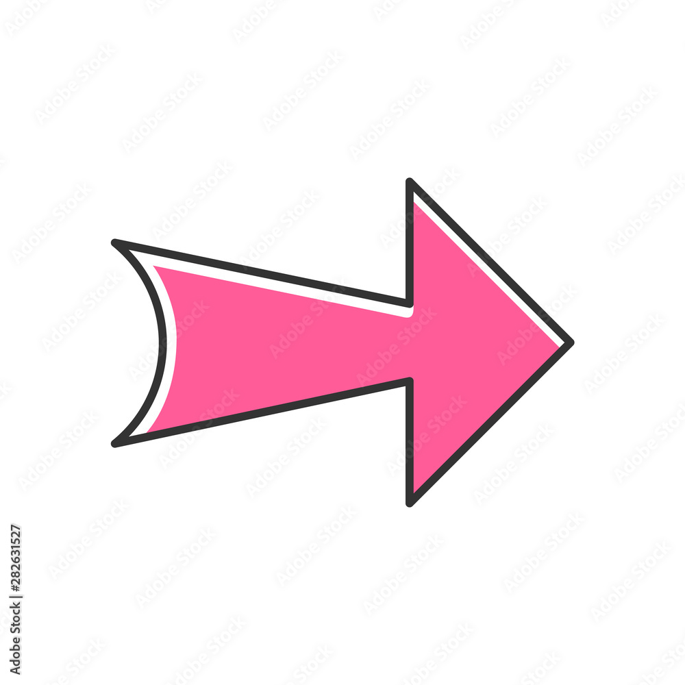 Stockvector Wide pink arrow color icon. Rightward route. Arrowhead ...