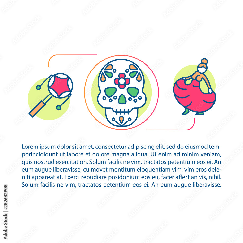 Mexican culture article page vector template. Mexico holidays. Brochure ...