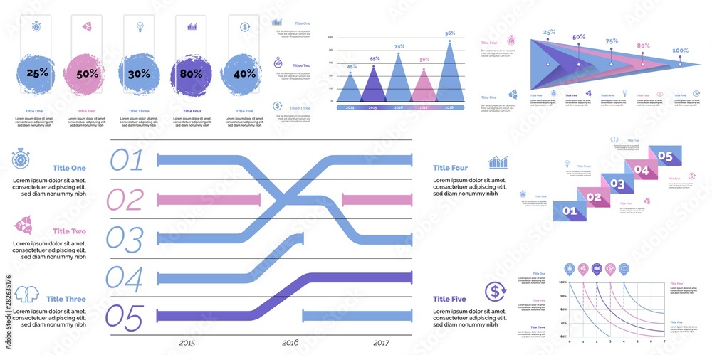 Creative business infographic diagram set can be used for annual report ...