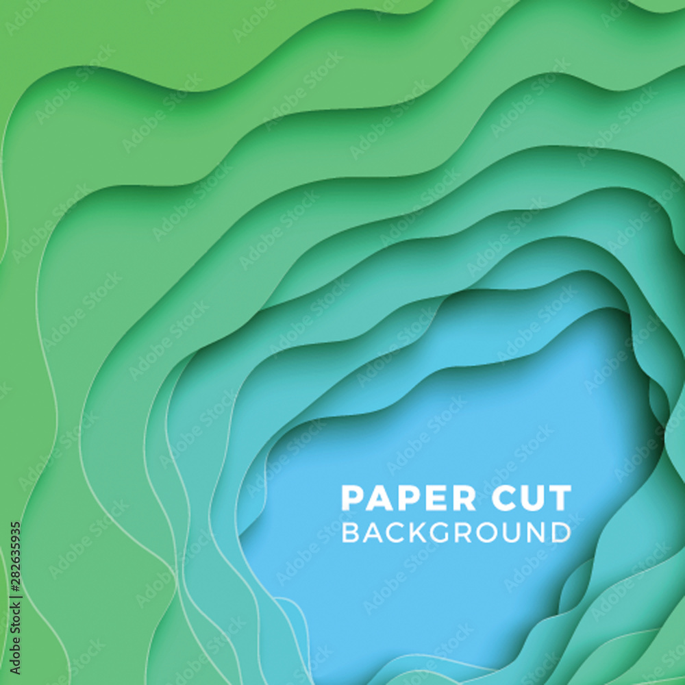 3D geometric background with realistic paper cut layers. vector design ...