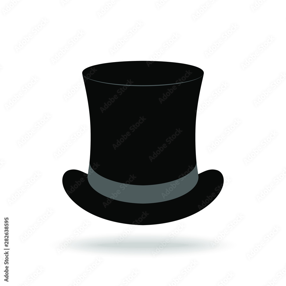 Top hat graphic icon. Black top hat sign isolated on white background ...