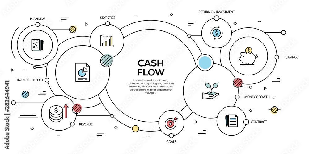 CASH FLOW VECTOR CONCEPT AND INFOGRAPHIC DESIGN Stock Vector | Adobe Stock