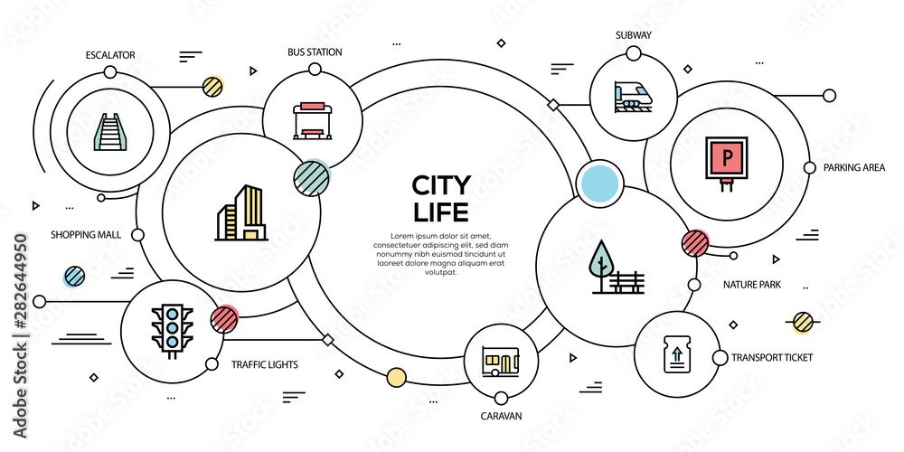 CITY LIFE VECTOR CONCEPT AND INFOGRAPHIC DESIGN Stock Vector | Adobe Stock