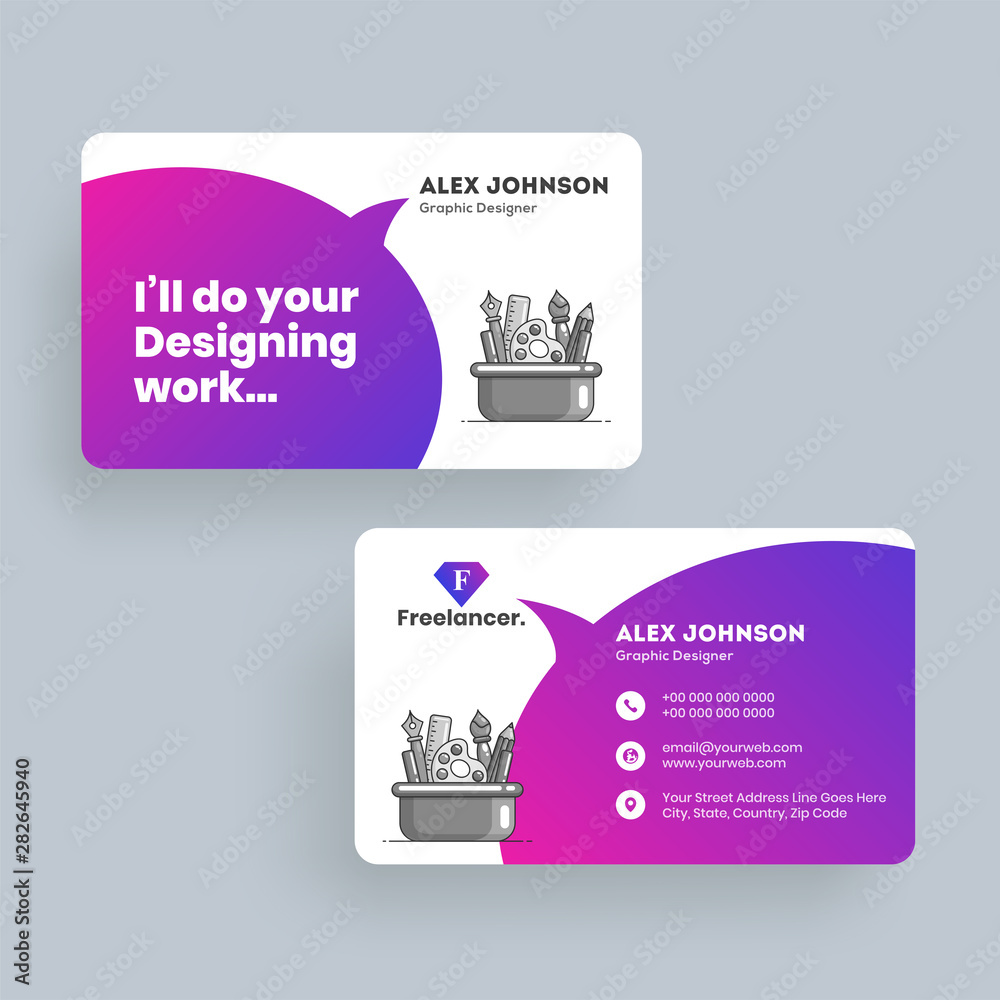 Front and back view of Business card or visiting card design for ...