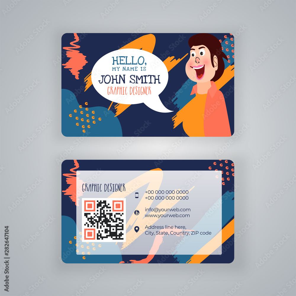 Front and back view of abstract business card or visiting card design ...