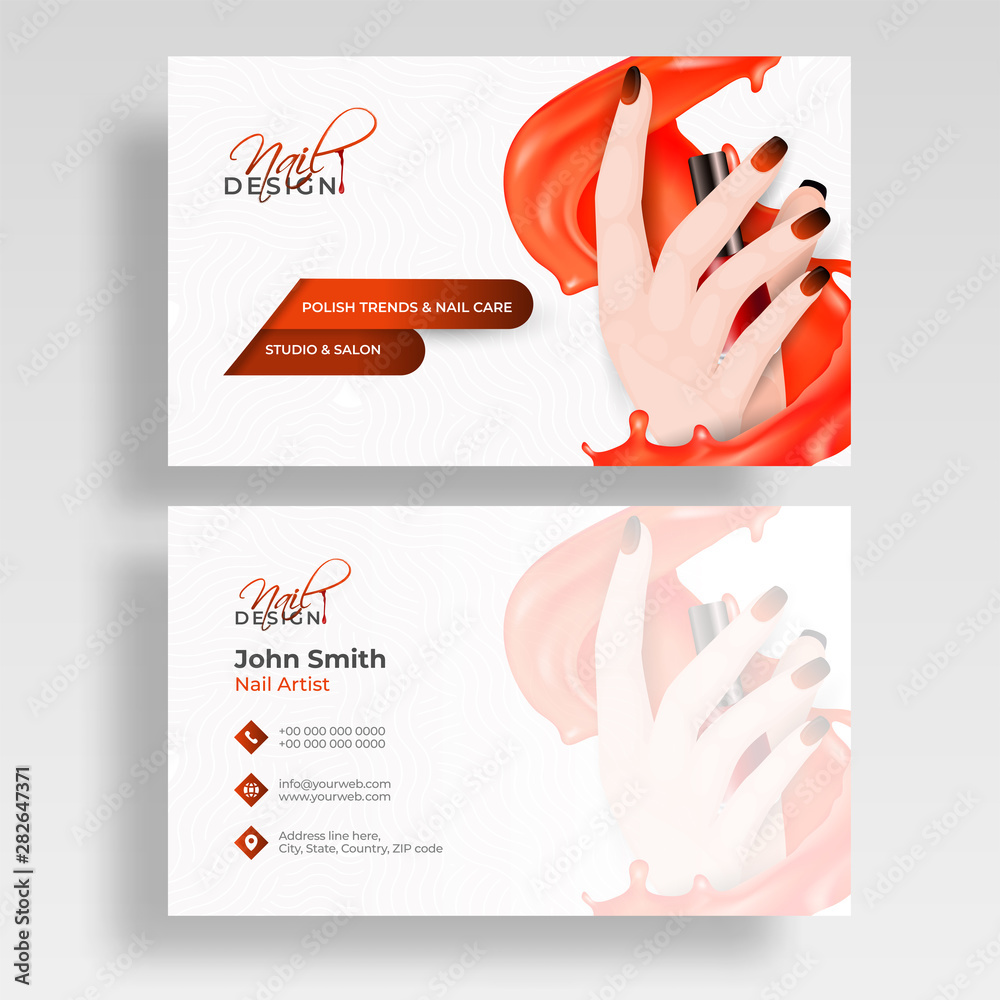 Nail Artist business card or visiting card layout with woman hand ...