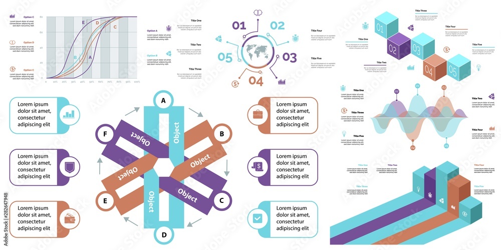 Vetor de Business presentation page design set can be used for annual ...