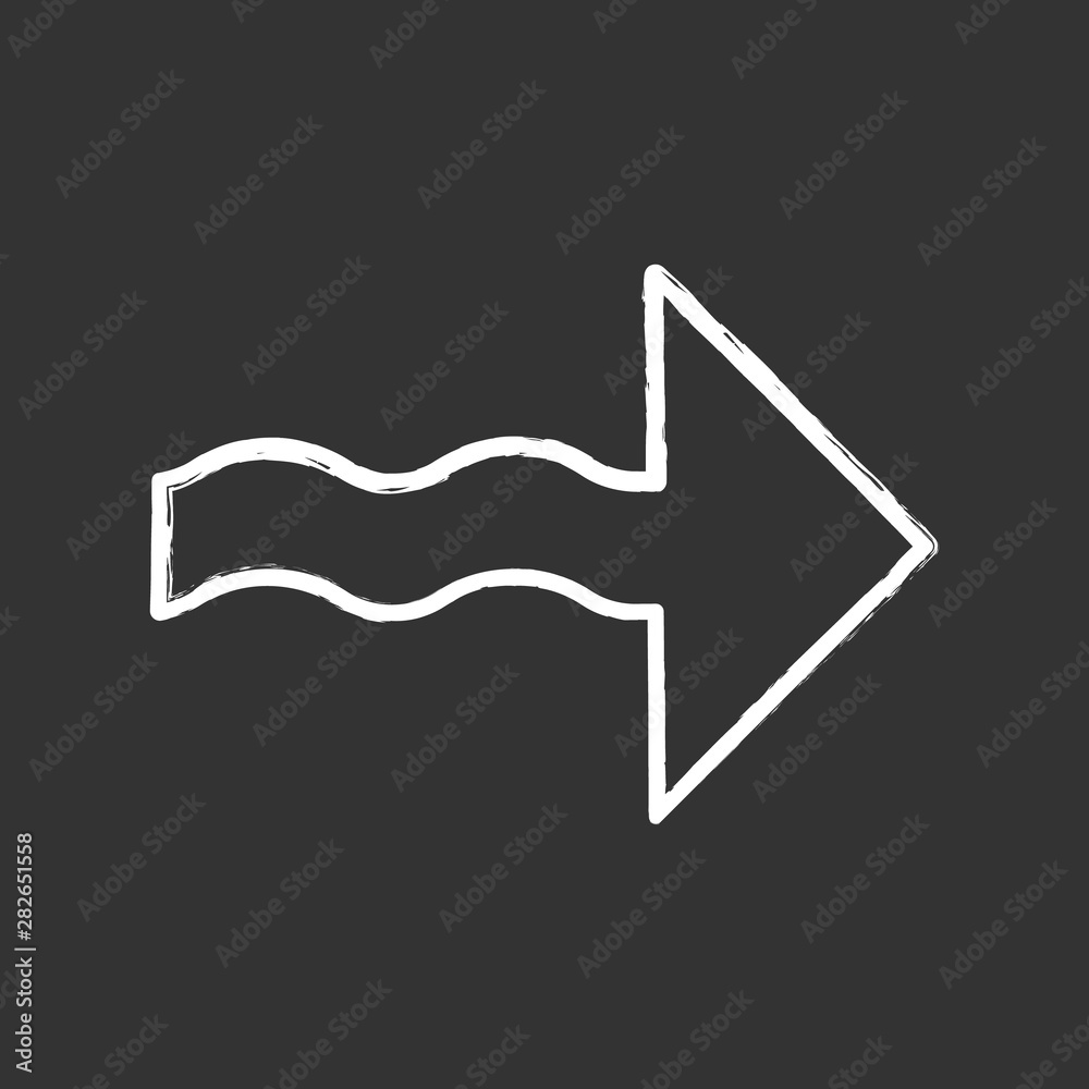 Wavy arrow chalk icon. Direction pointer sign. Indicating arrowhead ...
