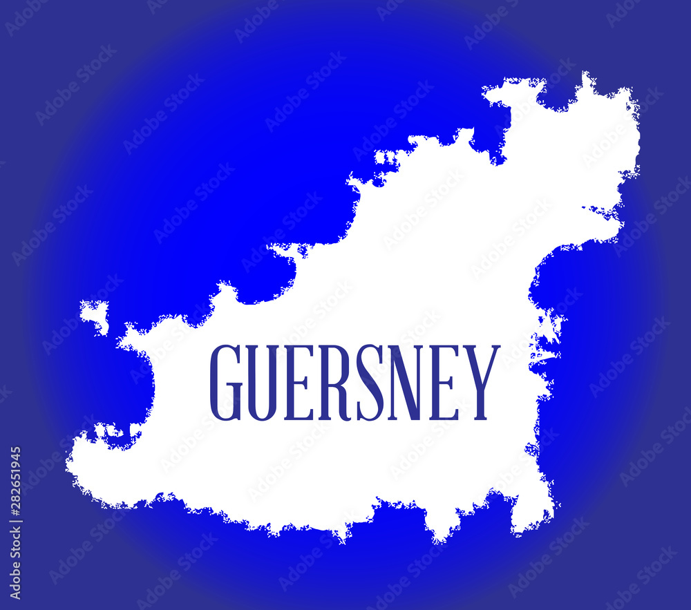 Guernsey Outline Silhouette Map In White Stock Vector | Adobe Stock