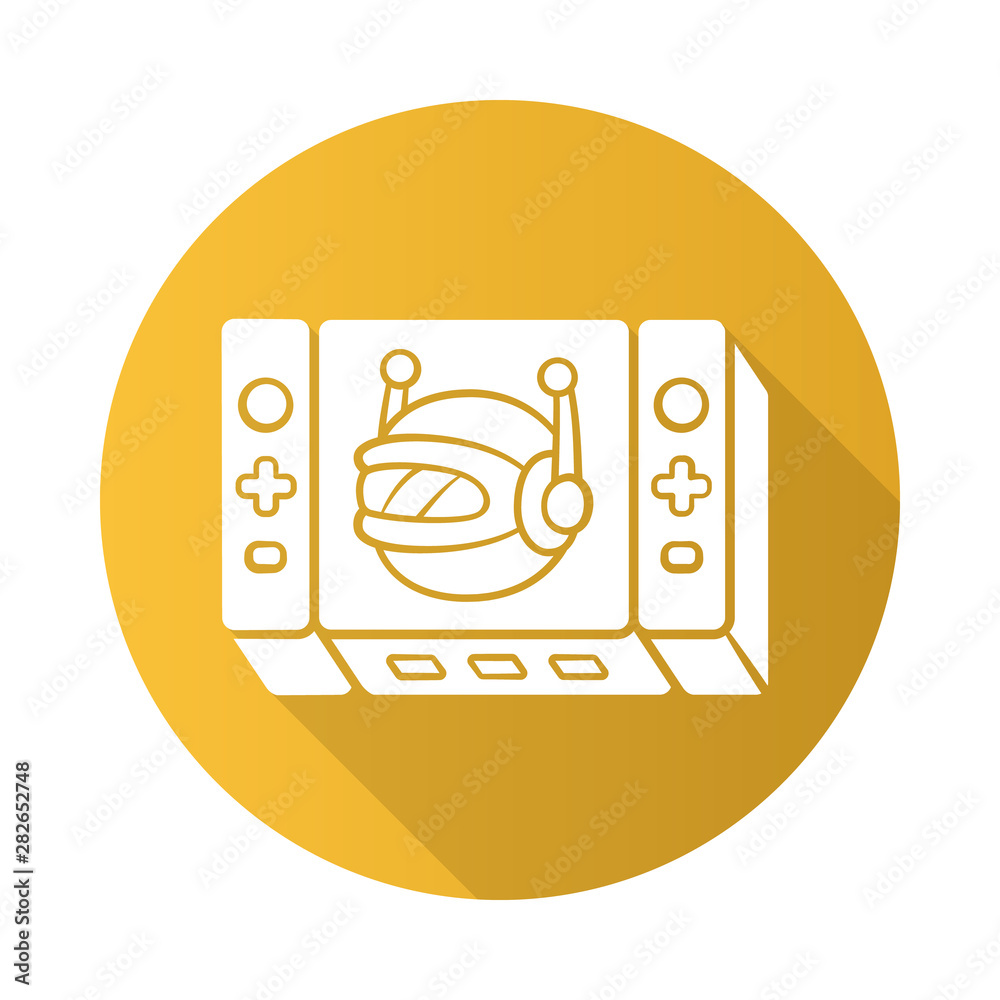 Game bot flat design long shadow glyph icon. Artificial intelligence ...
