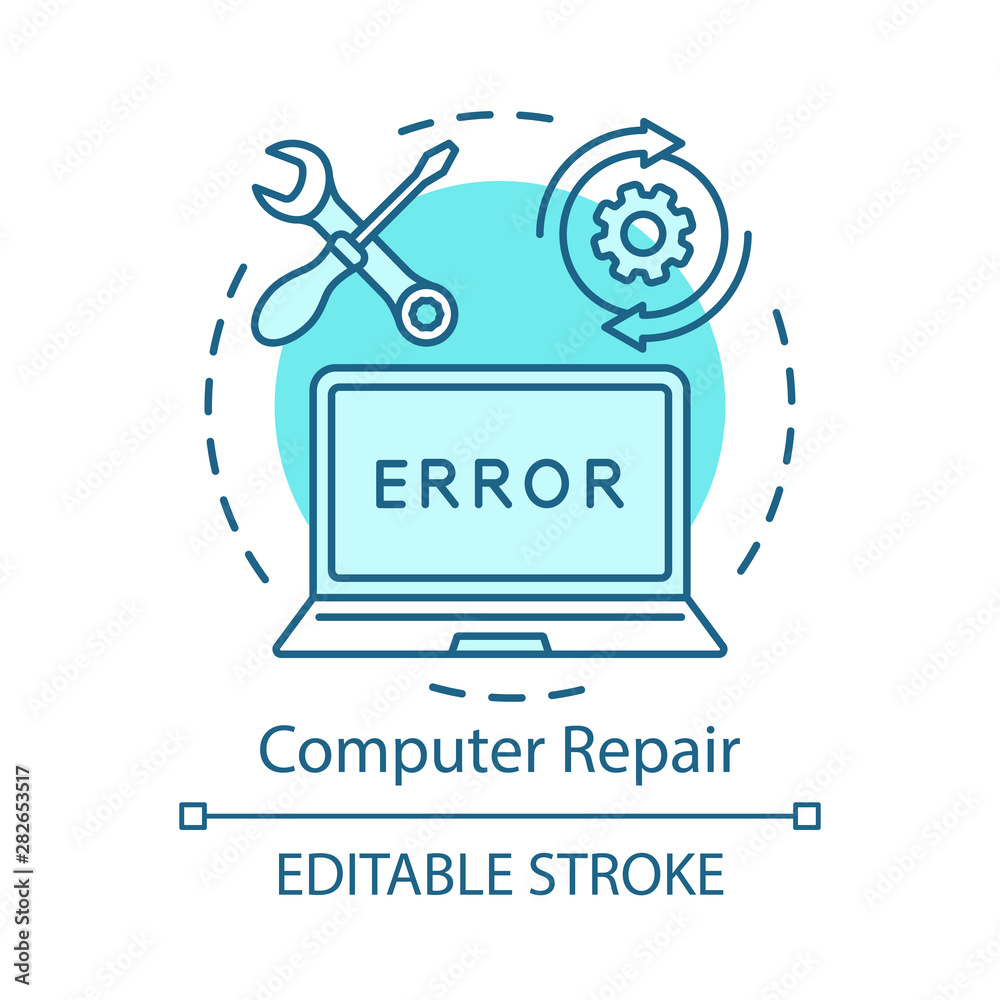 Computer repair concept icon. Home service for electronic devices idea ...