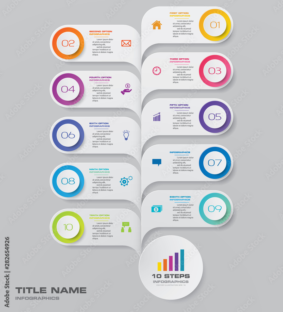 10 steps infographics chart design element. For data presentation ...