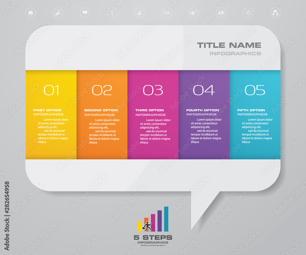 5 steps infographics chart design element. For data presentation. Stock ...