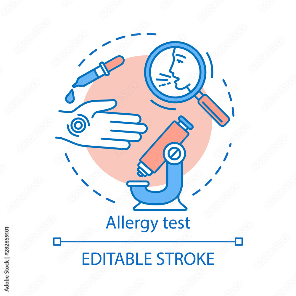 Allergy test concept icon. Allergic reaction diagnosis idea thin line ...