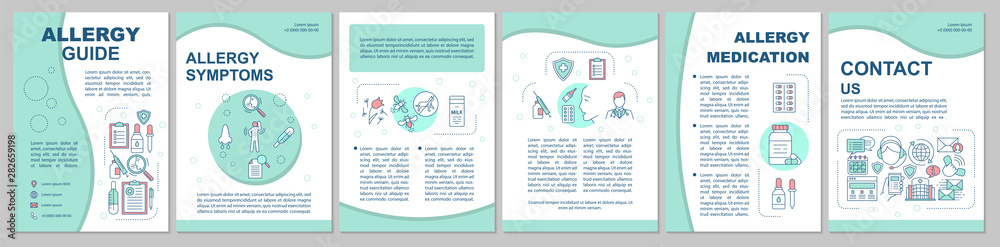 Vetor de Allergy guide brochure template layout. Symptoms, treatment ...