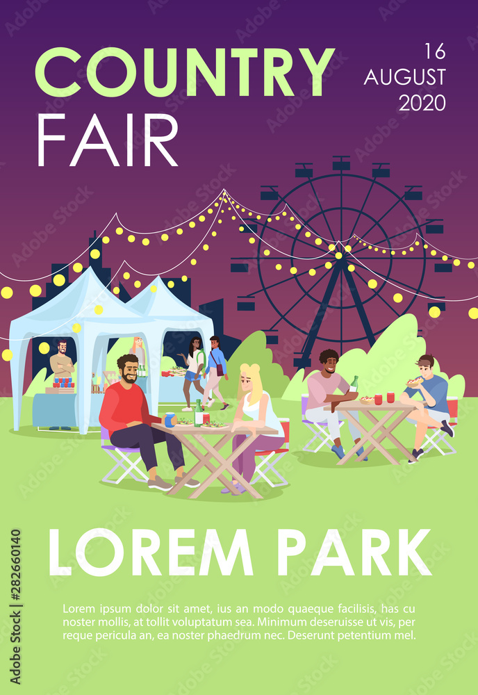 Country fair brochure template. Summer festival, carnival flyer ...