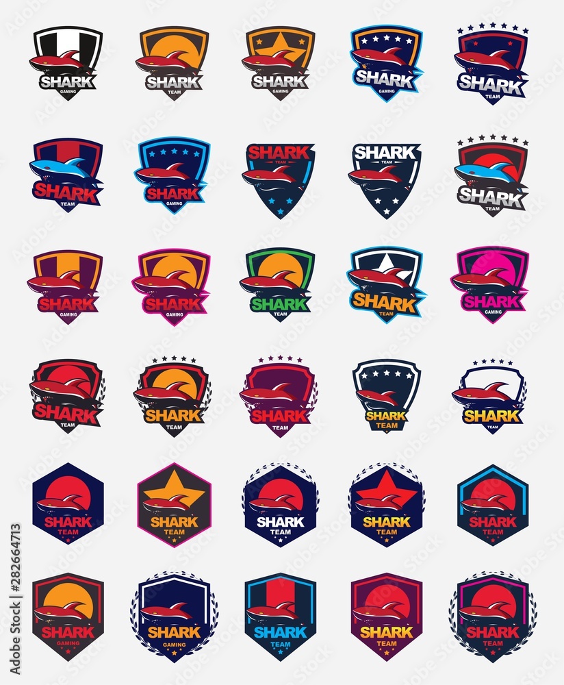 Shark logos. Set of 30 sharkk logos for your business. Modern logo ...