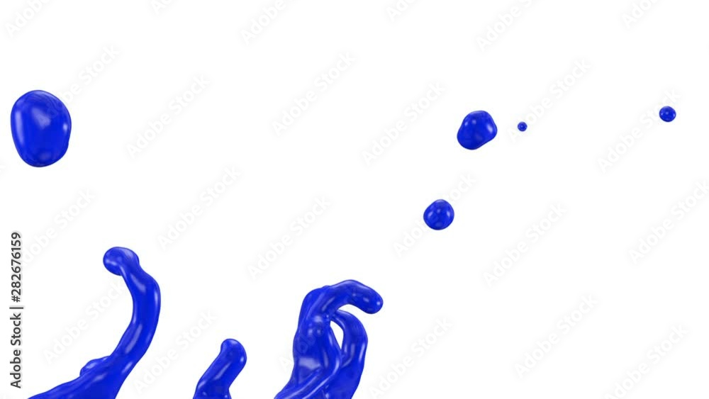 close-up view of splashing blue color in slow motion, alpha included ...