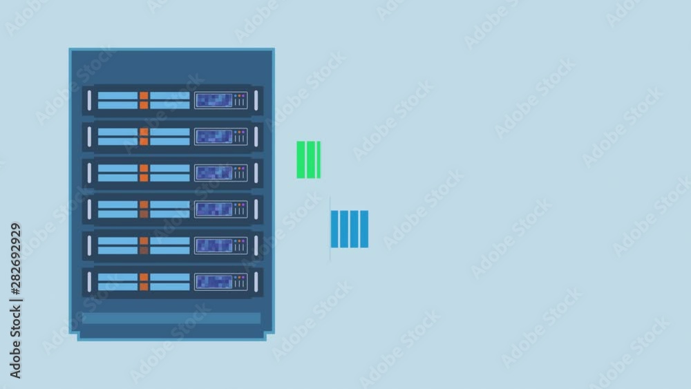 server rack sending and receiving data, concept of computer network and ...
