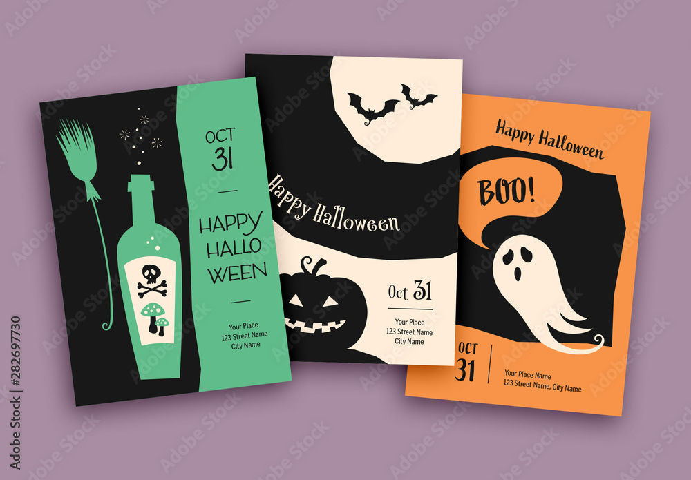 Halloween Card Layout Set Stock Template | Adobe Stock