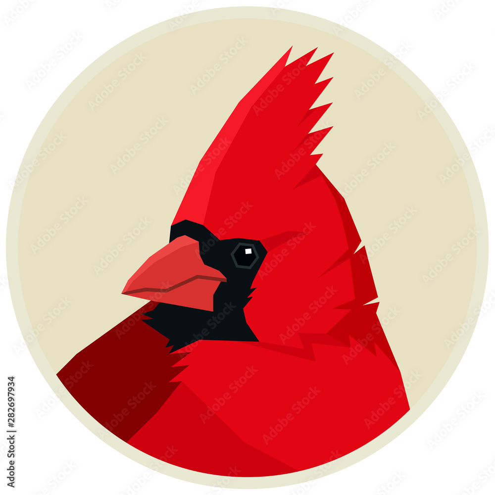 Cardinal bird Vector illustration Round frame Stock Vector | Adobe Stock