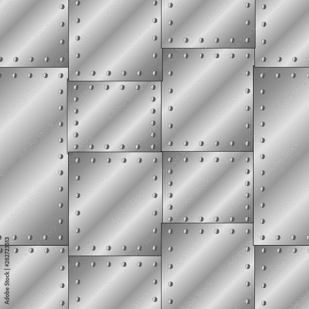 Seamless vector texture with riveted metal sheets. Stock Vector | Adobe ...