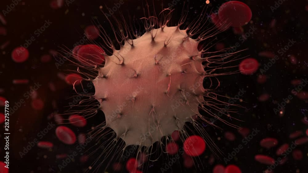 Cancer cell in human body causing tumors - 3D animation render Stock ...