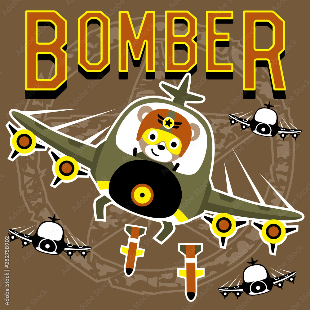 army bear the jet pilot, vector cartoon Stock Vector | Adobe Stock