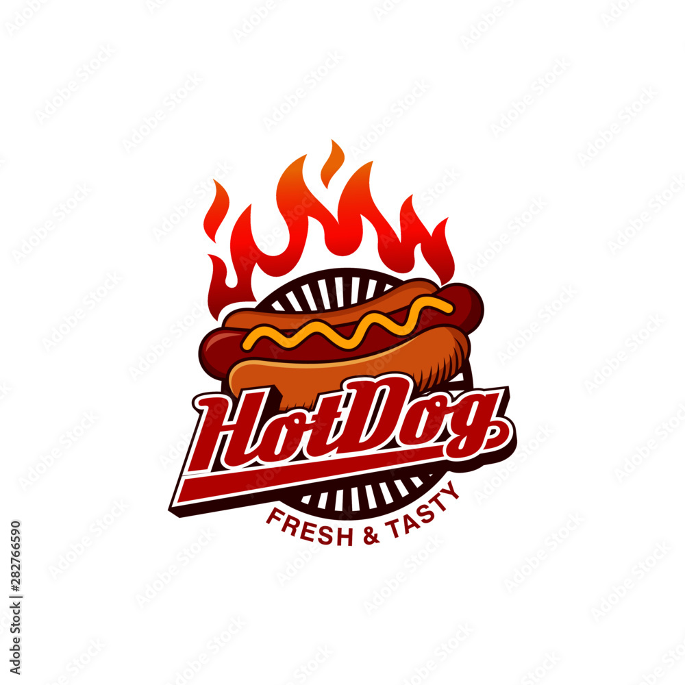 Hot Dog Logo Vector Illustration Stock Vector | Adobe Stock
