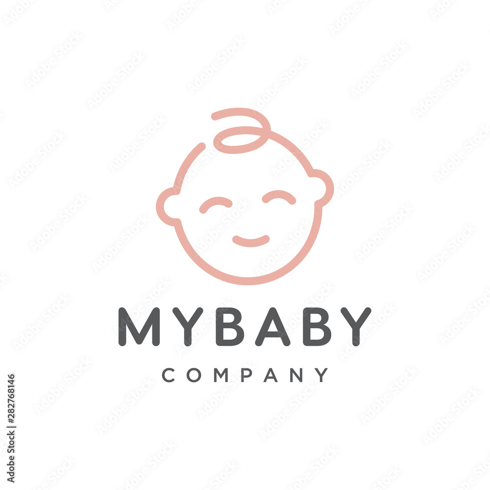 cute baby face outline vector logo design Stock Vector | Adobe Stock