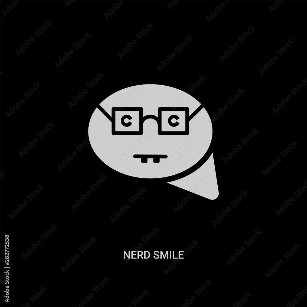 white nerd smile vector icon on black background. modern flat nerd ...