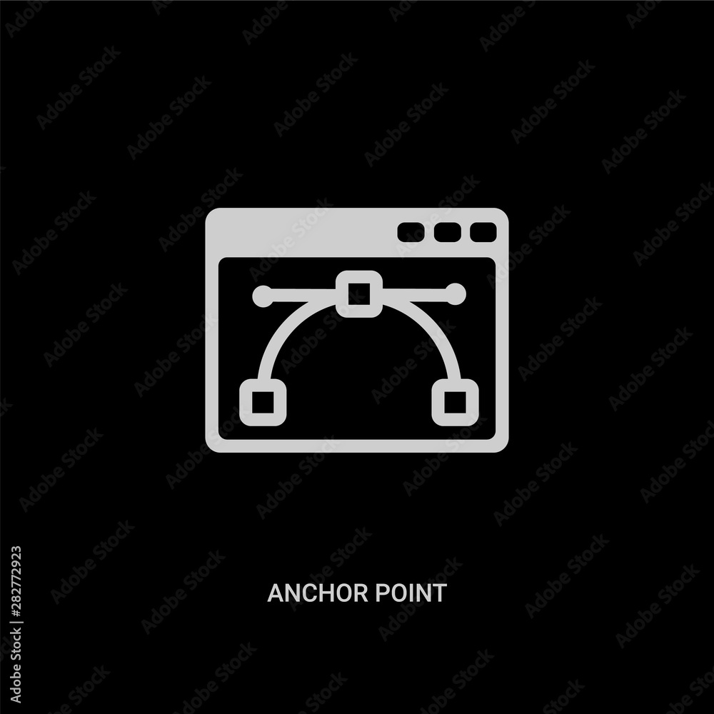 white anchor point vector icon on black background. modern flat anchor ...