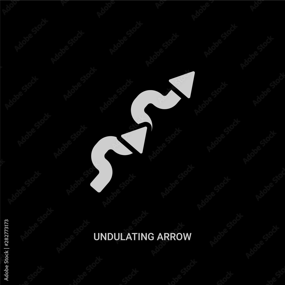 white undulating arrow vector icon on black background. modern flat ...