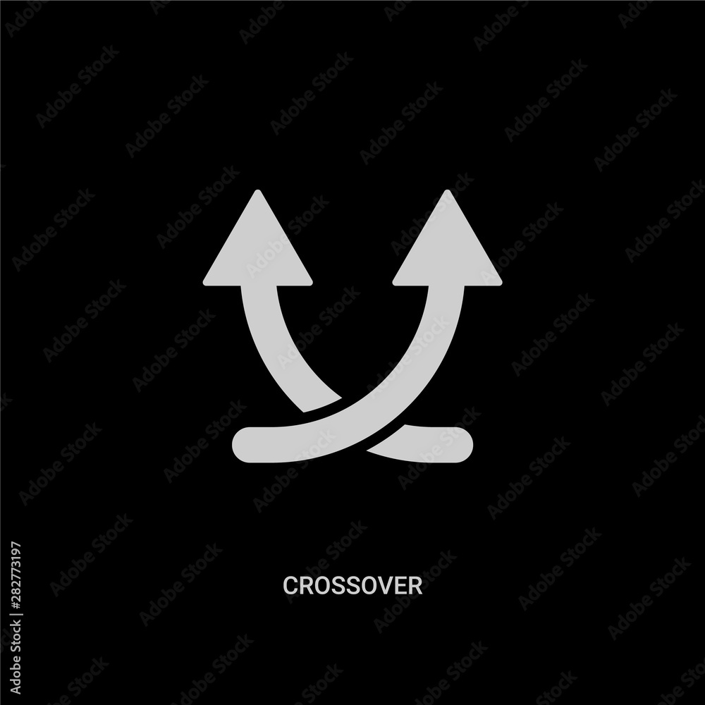 white crossover vector icon on black background. modern flat crossover ...