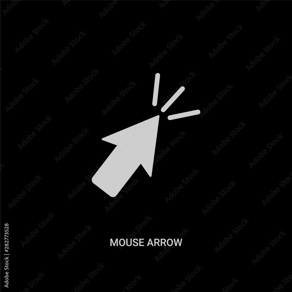 white mouse arrow vector icon on black background. modern flat mouse ...