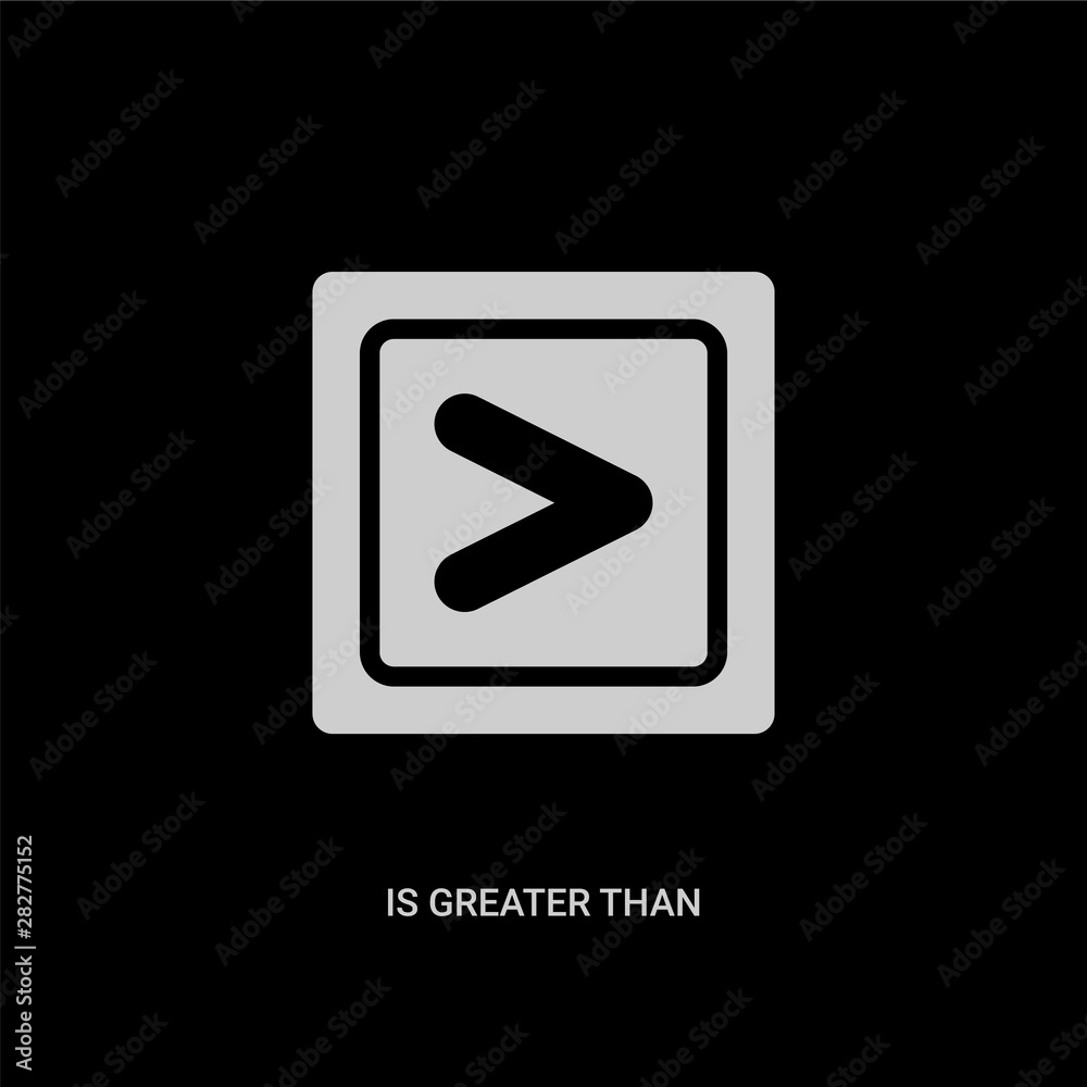 white is greater than vector icon on black background. modern flat is ...