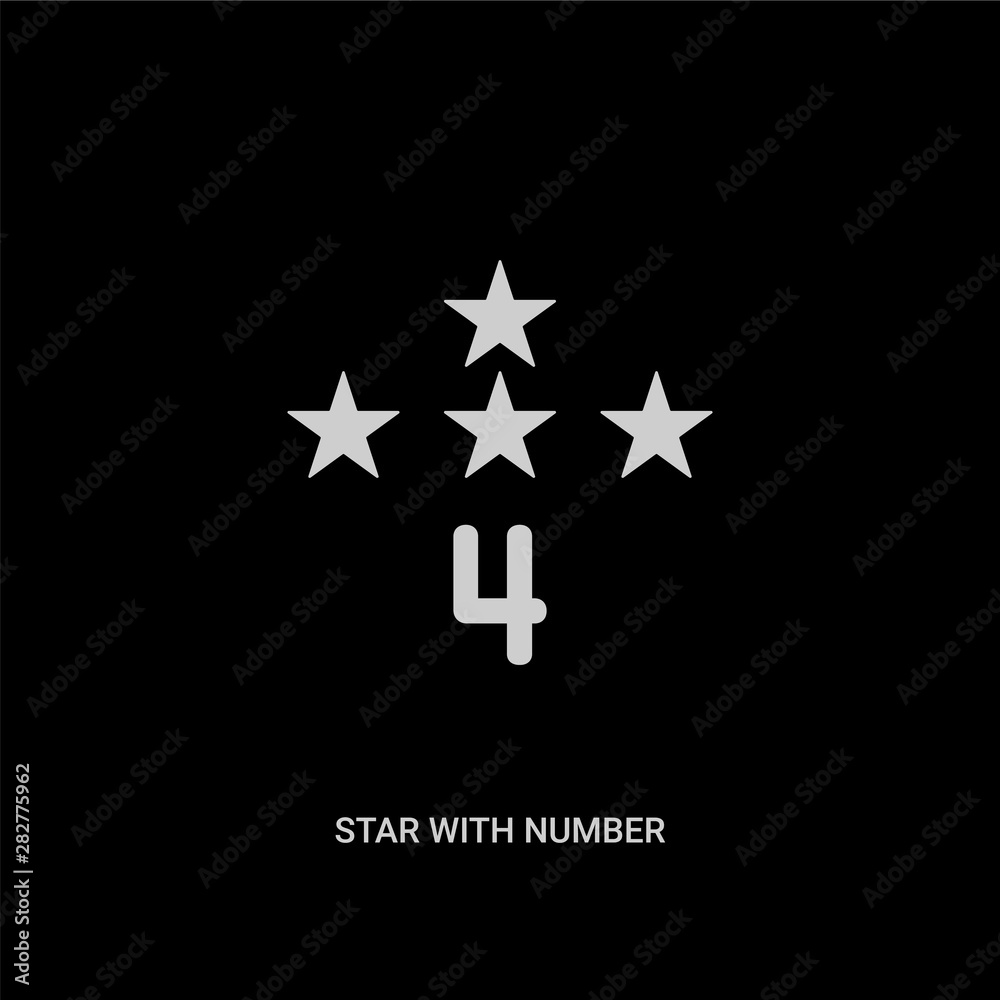 white star with number four vector icon on black background. modern ...