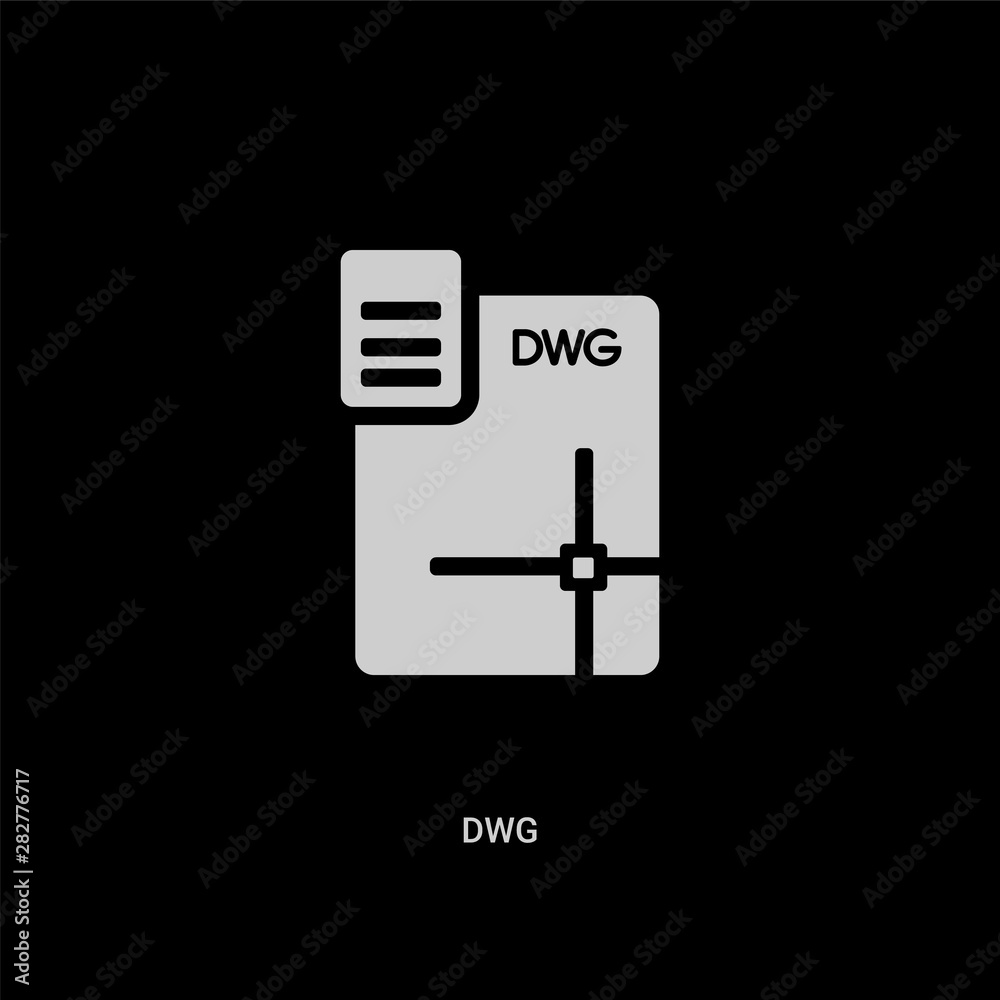white dwg vector icon on black background. modern flat dwg from file ...