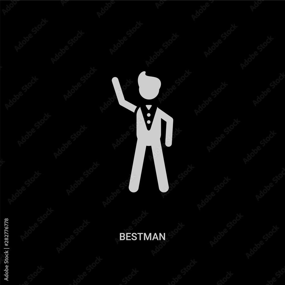 white bestman vector icon on black background. modern flat bestman from ...