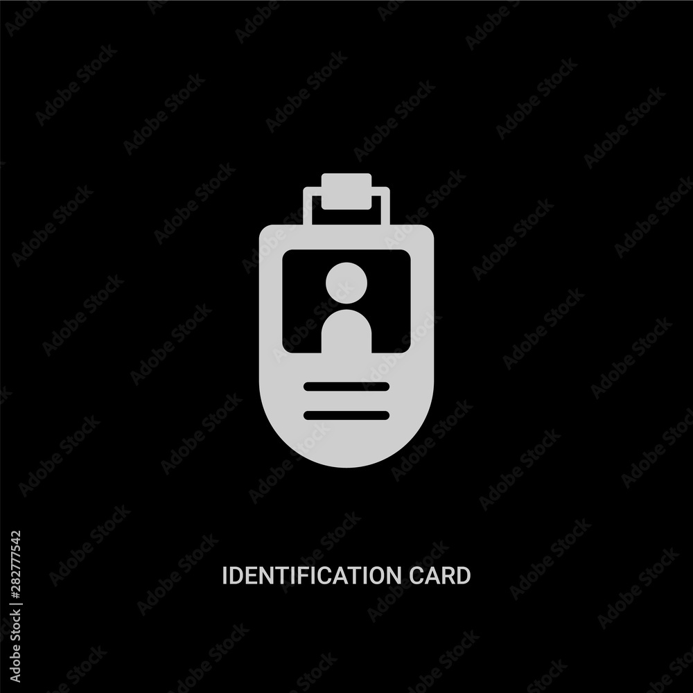 white identification card with picture vector icon on black background ...