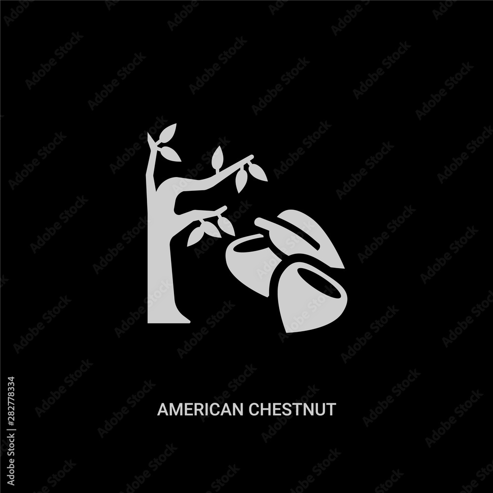 white american chestnut tree vector icon on black background. modern ...