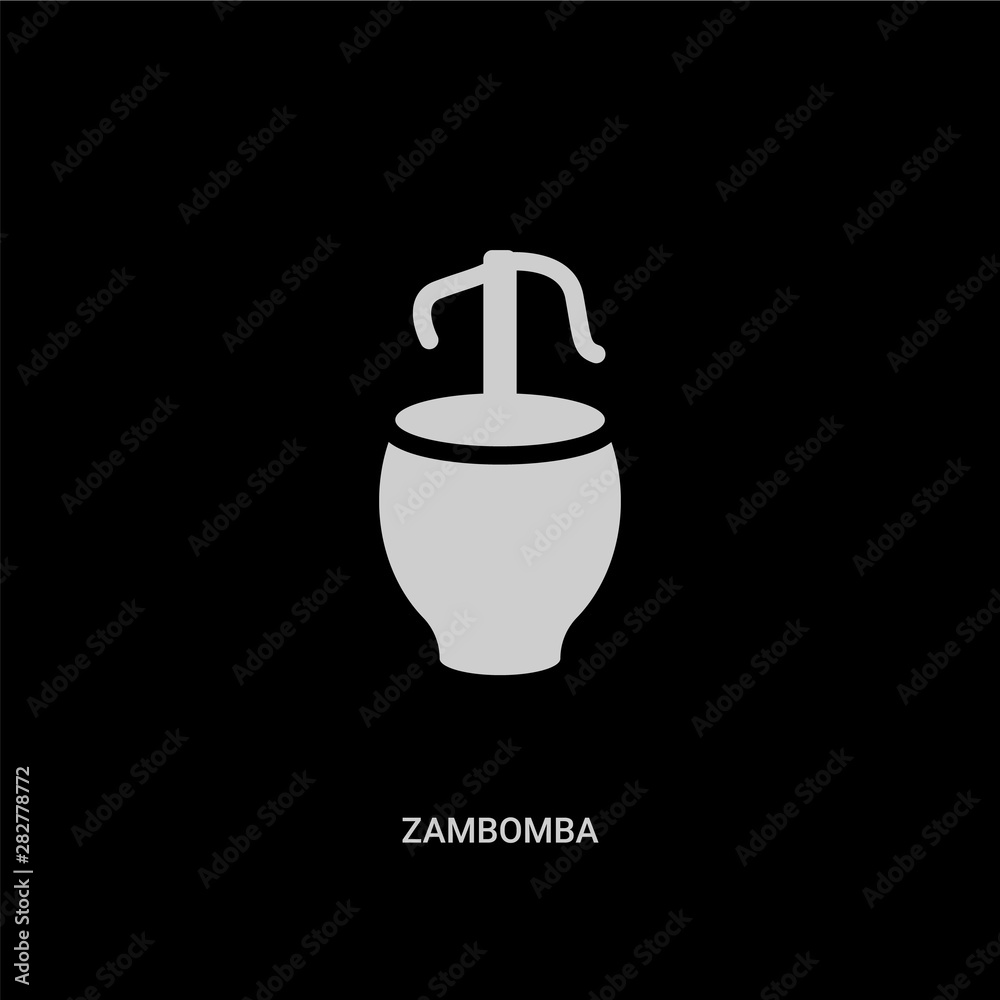 Vecteur Stock white zambomba vector icon on black background. modern ...