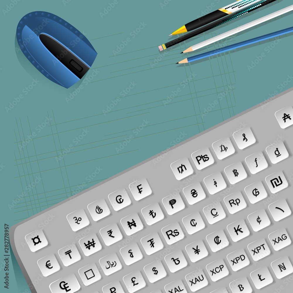 keyboard with world currency symbols vector image Stock Vector | Adobe ...
