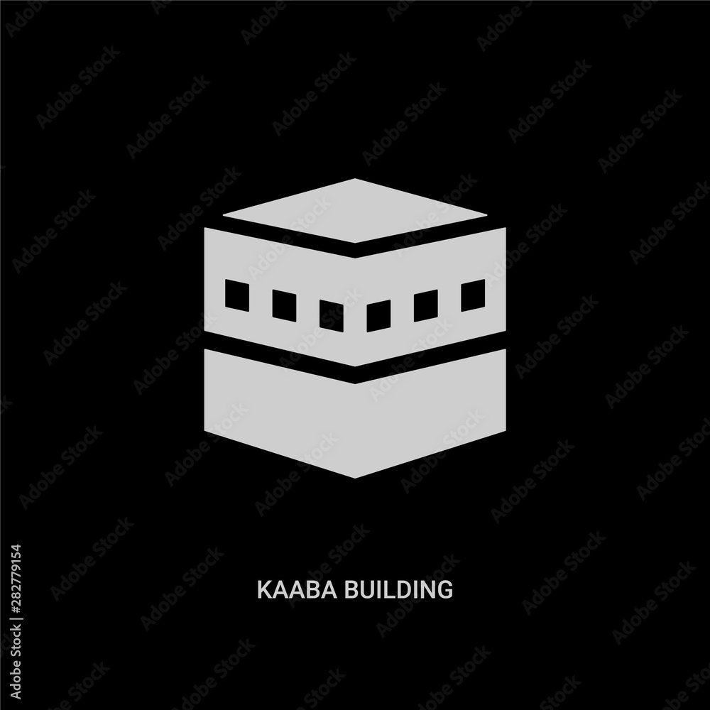 white kaaba building vector icon on black background. modern flat kaaba building from monuments ...