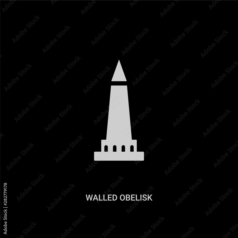 white walled obelisk vector icon on black background. modern flat walled obelisk from monuments ...