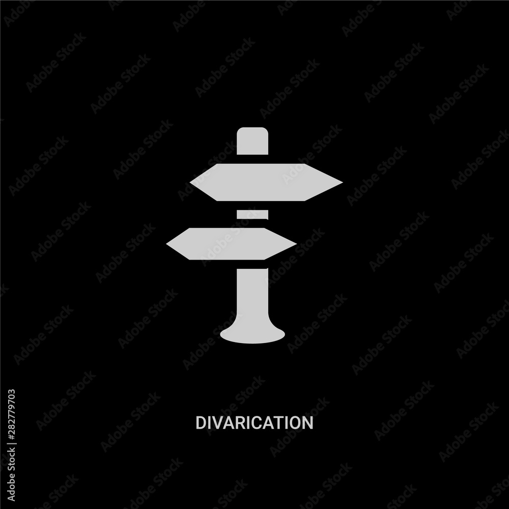 white divarication vector icon on black background. modern flat ...
