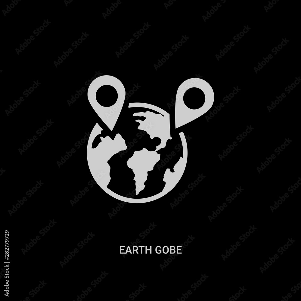 white earth gobe vector icon on black background. modern flat earth ...