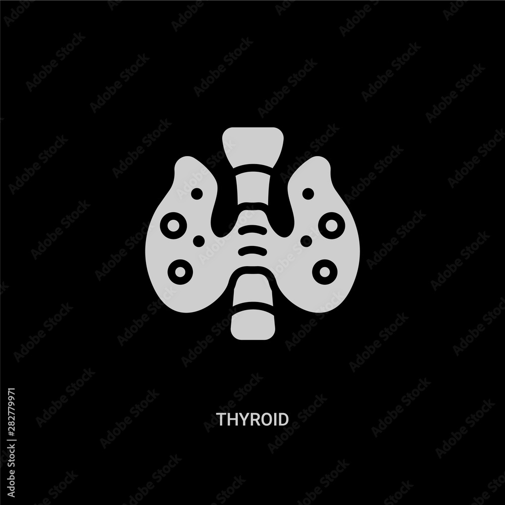 white thyroid vector icon on black background. modern flat thyroid from ...