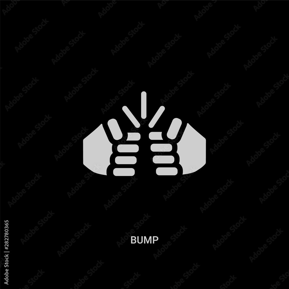 white bump vector icon on black background. modern flat bump from hands ...