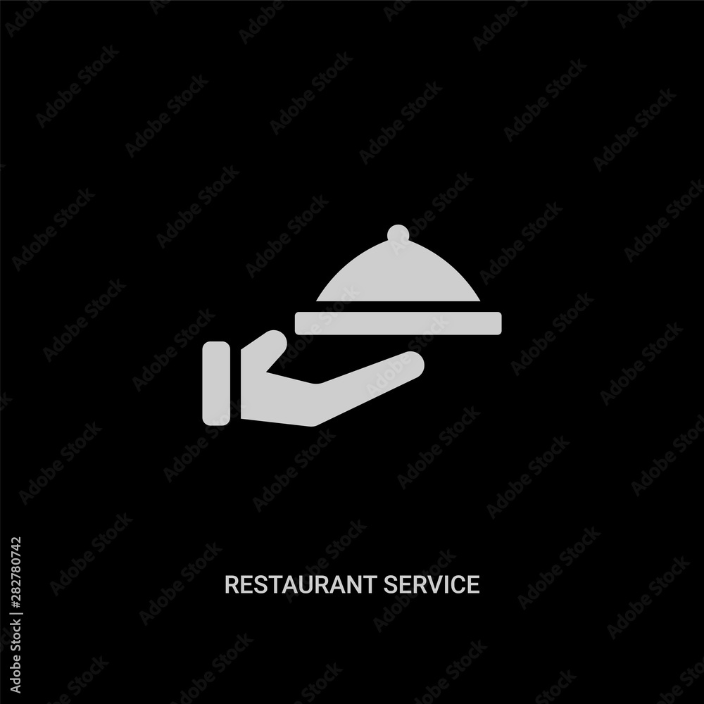 white restaurant service vector icon on black background. modern flat ...